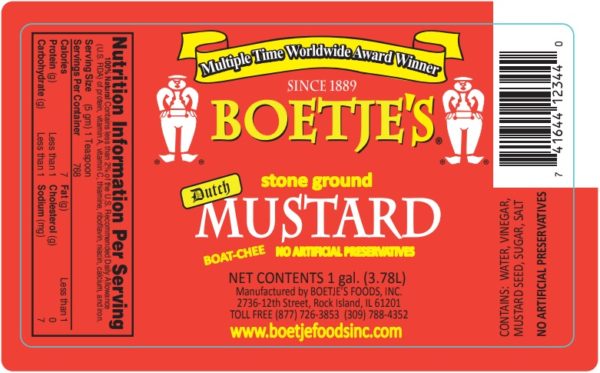 4, One Gallon Bottles of Boetje’s Stone Ground Mustard – Boetje Foods Inc.